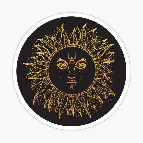 "Hand drawn golden sun" Sticker for Sale by ruartz | Redbubble