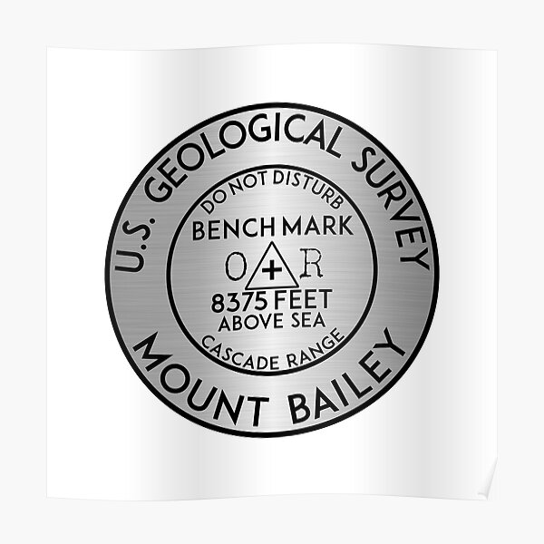 "Mount Bailey Oregon Benchmark Bench Mark USGS Cascade Range" Poster by ...