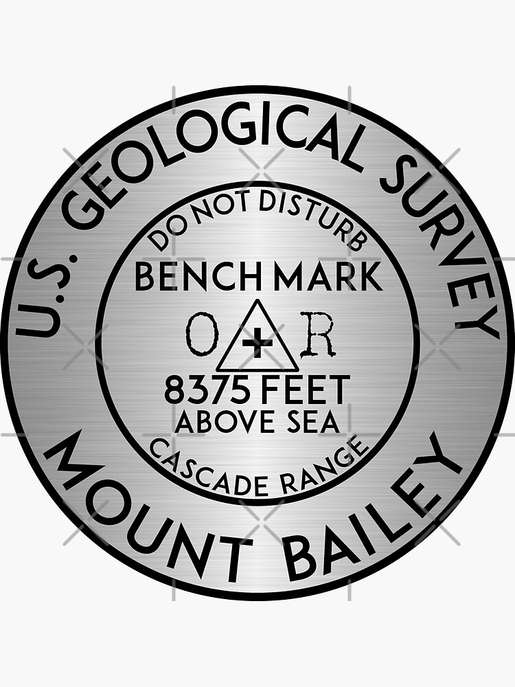"Mount Bailey Oregon Benchmark Bench Mark USGS Cascade Range" Sticker ...