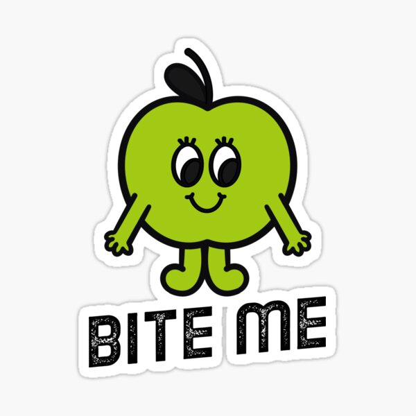 "Bite Me Funny Apple Cartoon " Sticker by birtanem007 | Redbubble