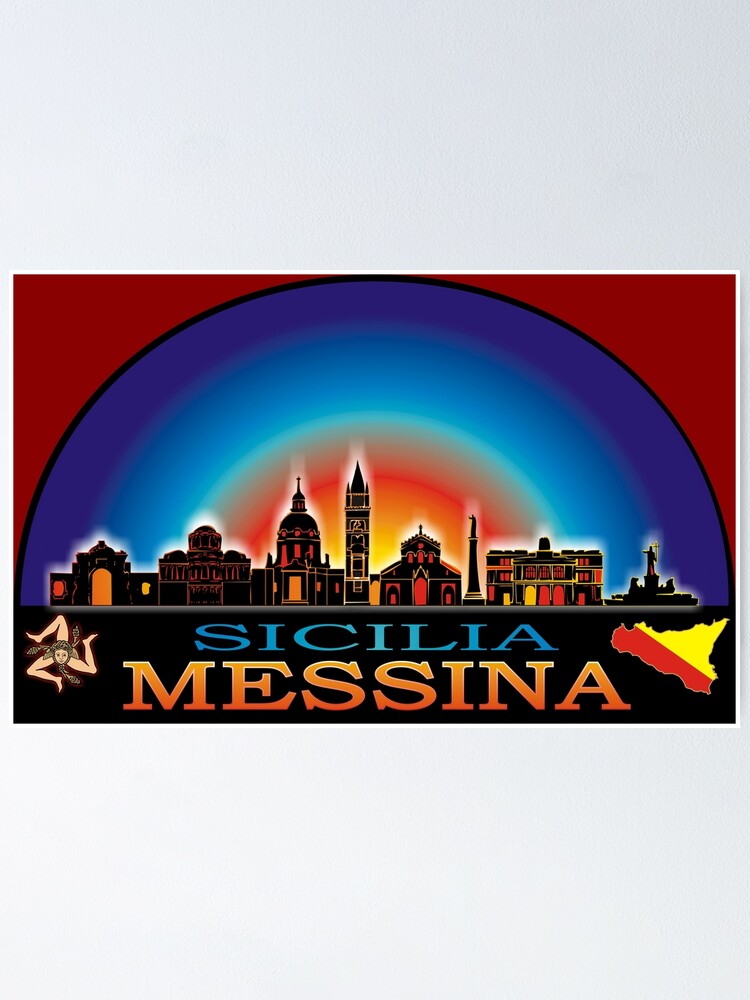 "Sicilia Messina Skyline Aesthetic" Poster by SoulSafe | Redbubble
