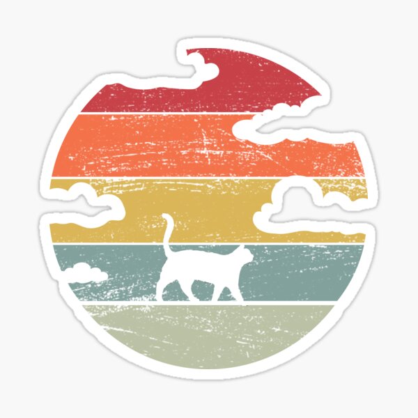 "CAT Vintage " Sticker for Sale by designerbrother | Redbubble