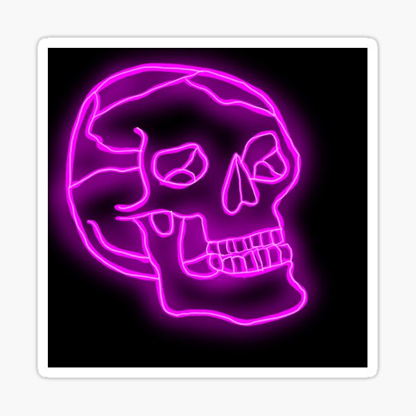 "Neon Light Skull" Sticker by ArtOnCaffeine | Redbubble