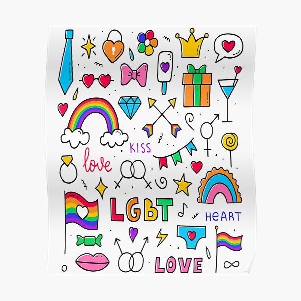 "lgbt pride month | set of colorful lgbt doodles | Perfect Gift" Poster ...