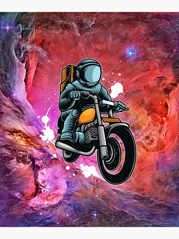 "Astronaut Riding Motorcycle in the Orion Nebula - Galaxy Space Art ...