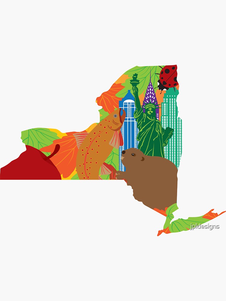 "State of New York Official Map Symbols Illustration" Sticker by ...