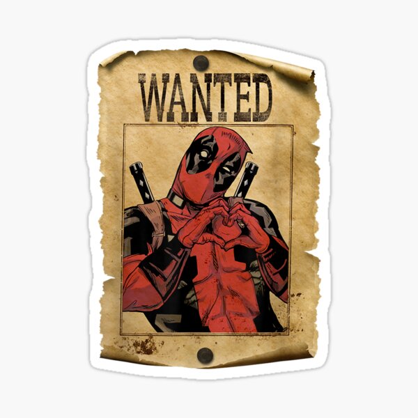 "Marvel.Deadpoolzz Wanted Poster Hand Heart" Sticker for Sale by ...