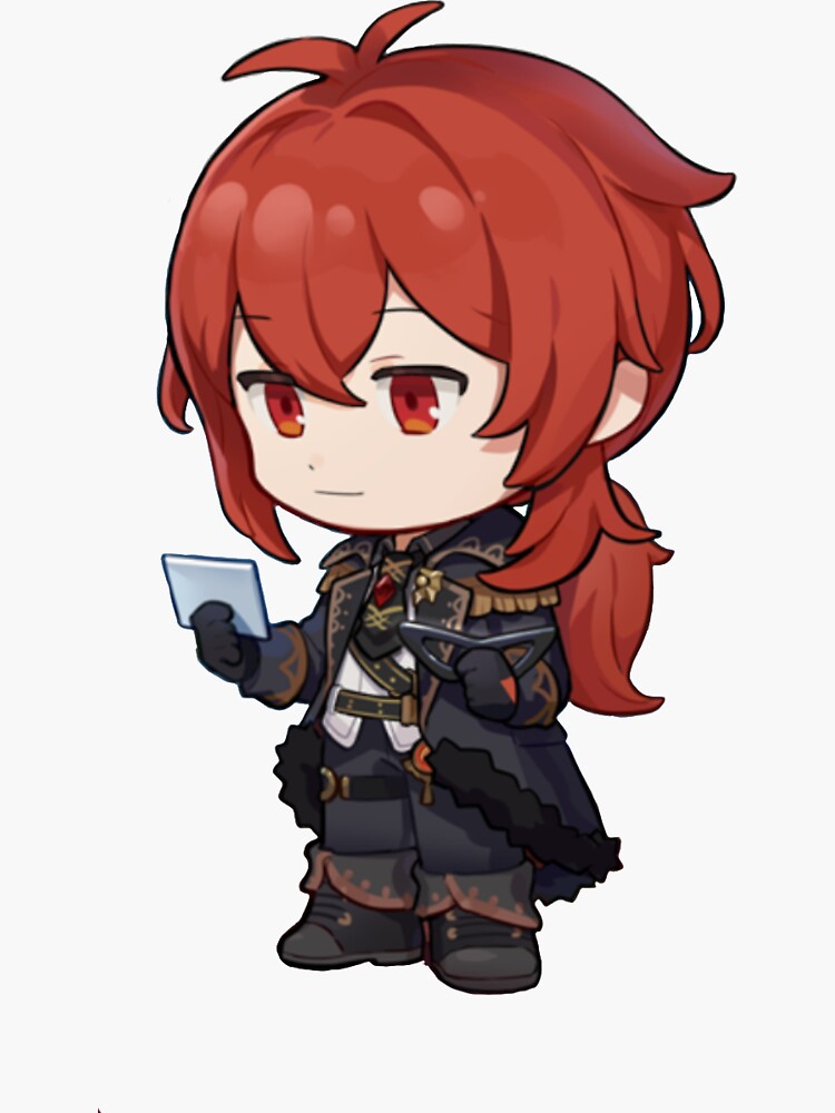 "Genshin Impact Chibi - Diluc" Sticker by keysmqsh | Redbubble