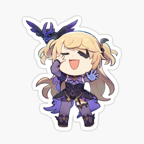 "Genshin Impact Chibi - Fischl and Oz" Sticker by keysmqsh | Redbubble