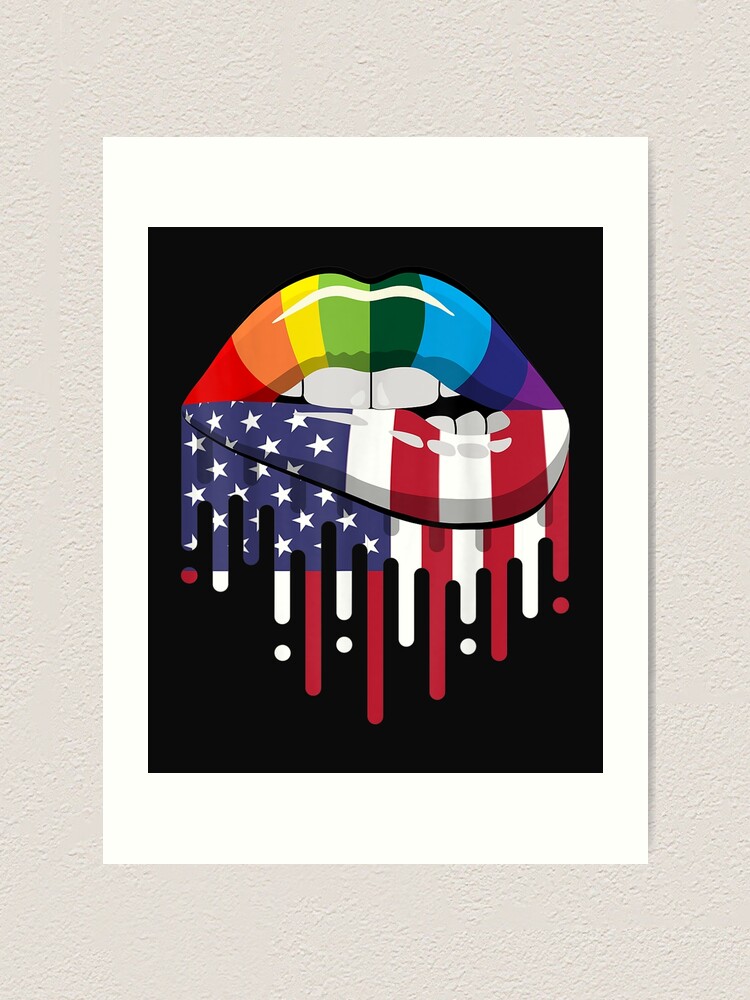 "LGBT Flag Lip Transgender Lesbian Gay Bisexual USA Flag - LGBTQIA+ ...
