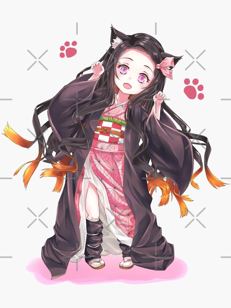 "Cute Girl Nezuko Demon Slayer Anime Fanart" Sticker by JosephAnnie8 ...