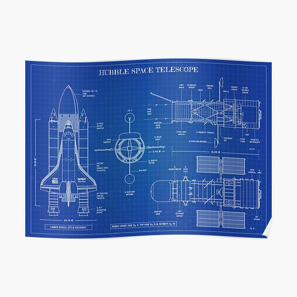 "Hubble Space Telescope (Blueprint)" Poster for Sale by BGALAXY | Redbubble