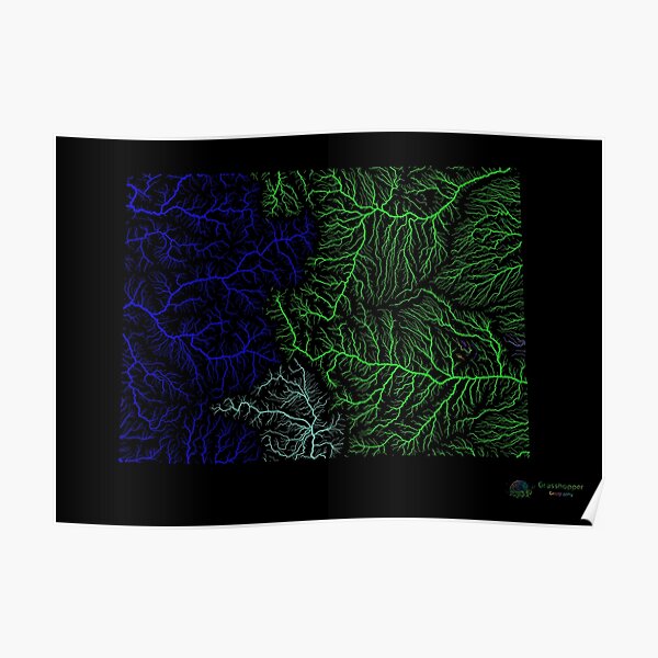 "Colorado River Basin Map in Rainbow Colours with Black Background ...