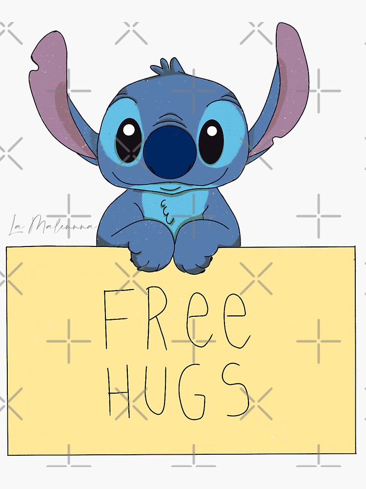 "Lovely Stitch, Free Hugs!" Sticker by LaMalennna | Redbubble