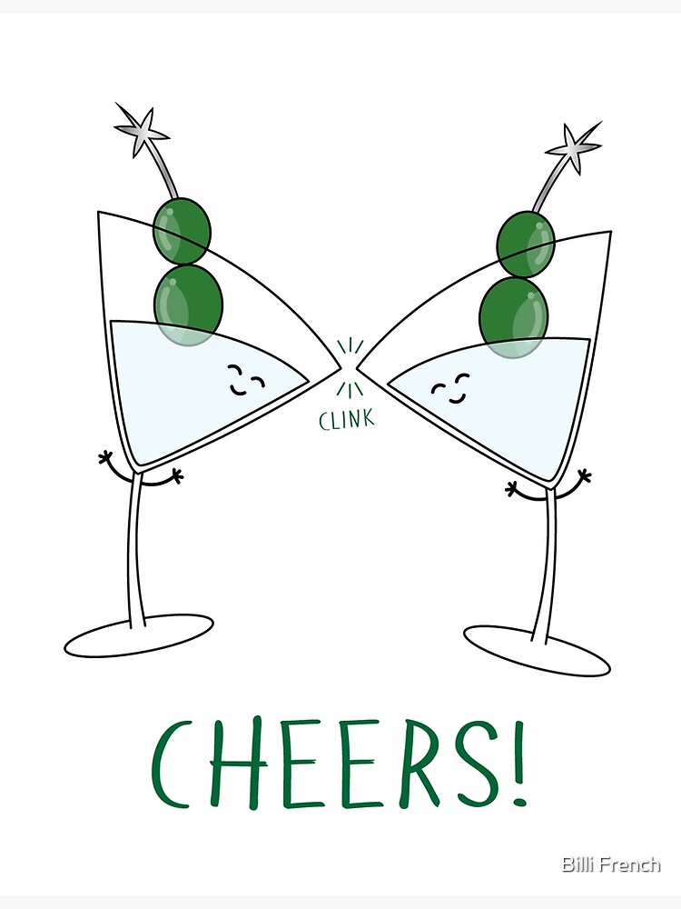 "Martini Glass Cheers Cartoon" Photographic Print by obillwon | Redbubble