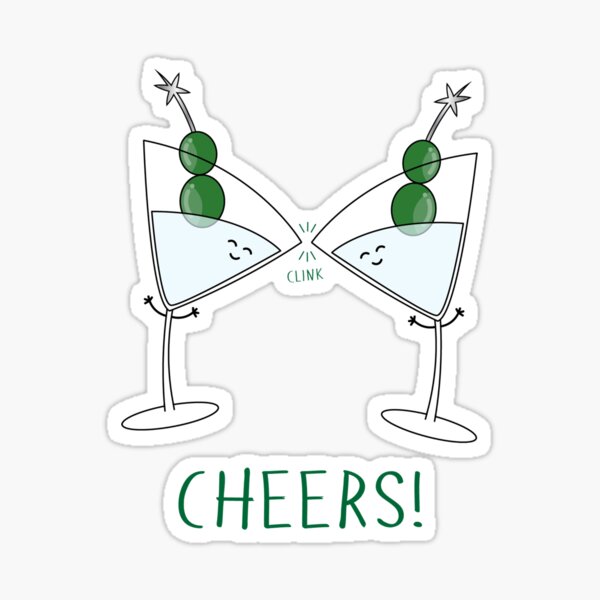 "Martini Glass Cheers Cartoon" Sticker for Sale by obillwon | Redbubble