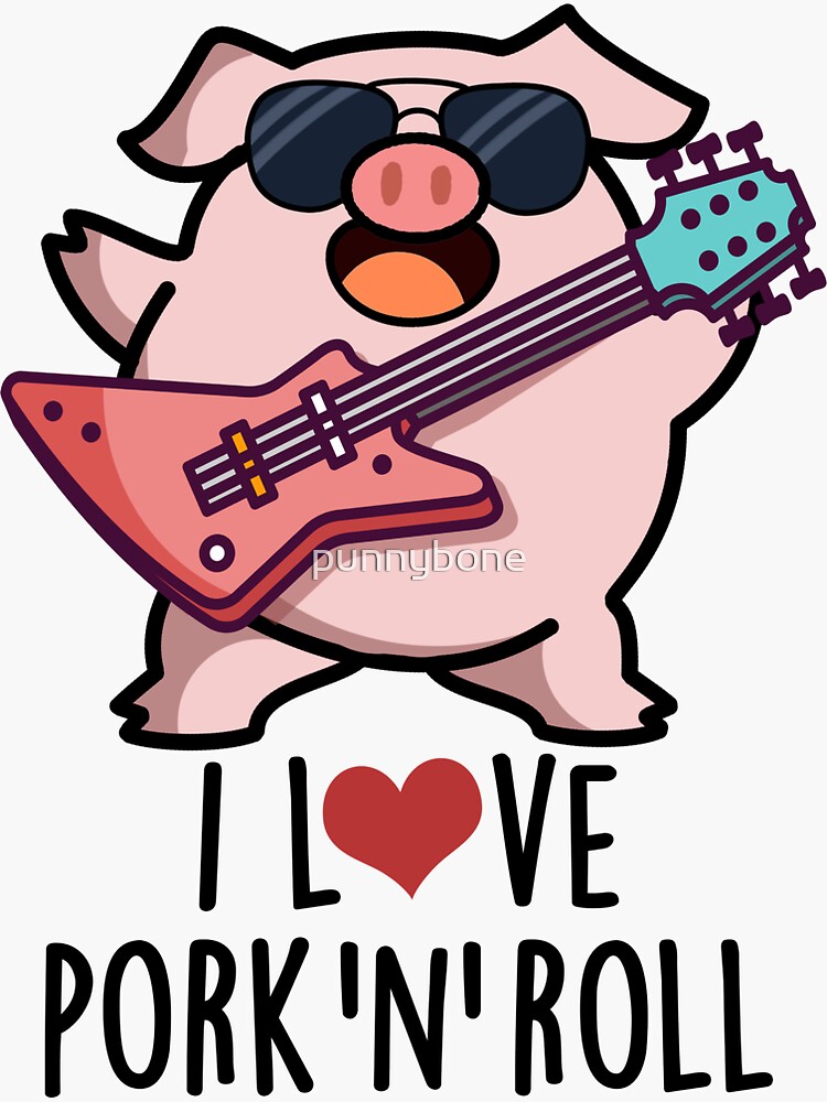 "I Love Pork And Roll Funny Pig Puns " Sticker for Sale by punnybone ...