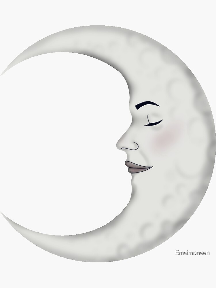 "Lady on the Moon" Sticker by Emsimonsen | Redbubble