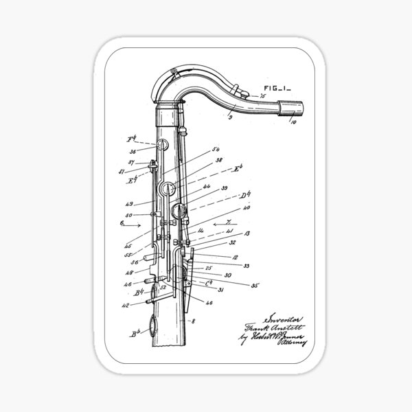 "Saxophone Player Cool Patent Style Tenor Sax" Sticker by ...