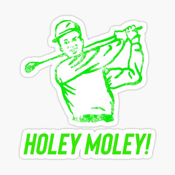 "Holey Moley Golf man swinging a golf club!" Sticker for Sale by GAR5 ...