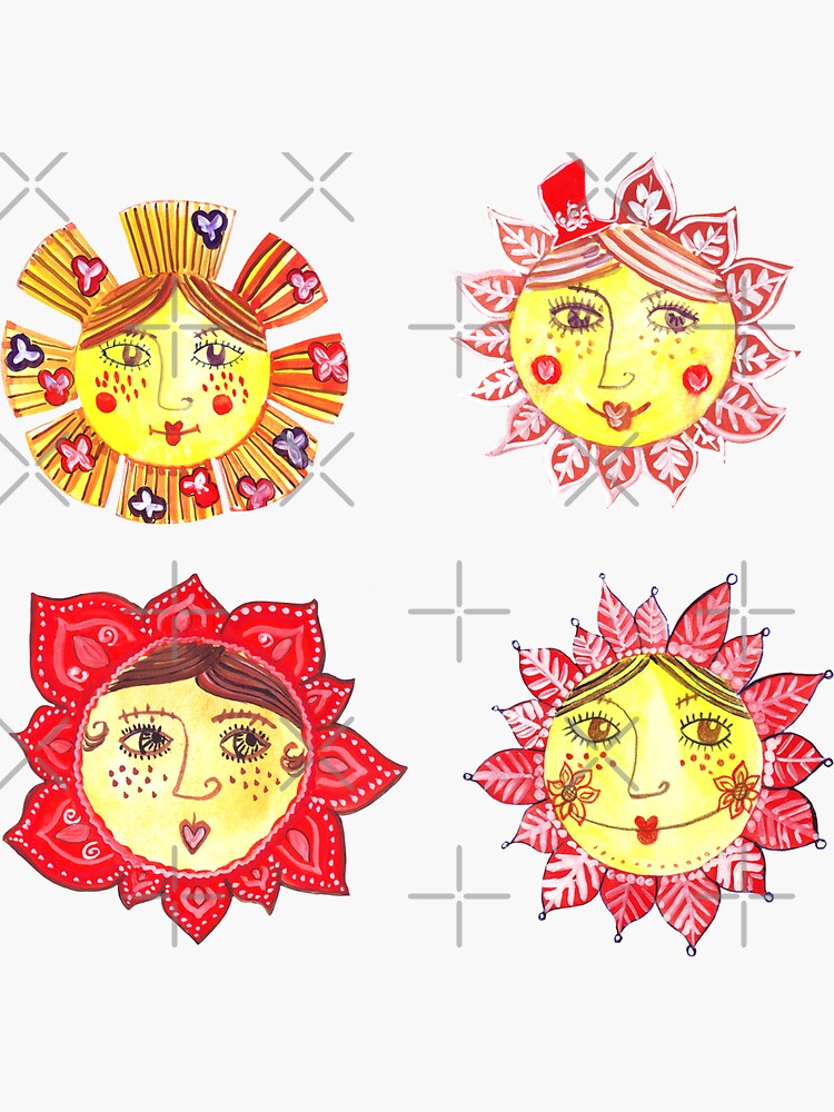 "flower girl face sticker pack " Sticker for Sale by missionbear ...