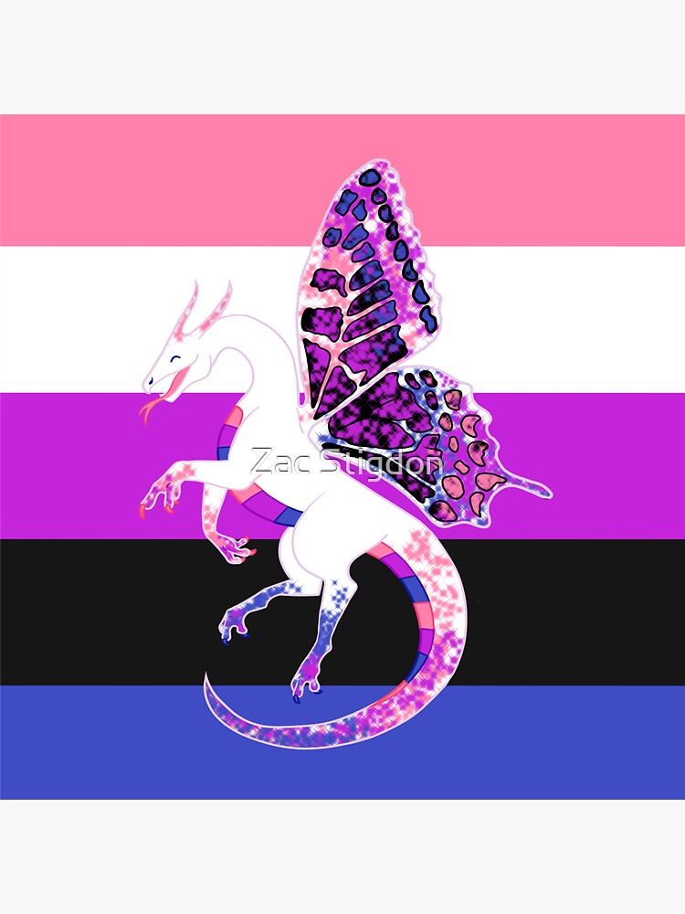 Genderfluid Pride Fae Dragon With Flag Sticker For Sale By