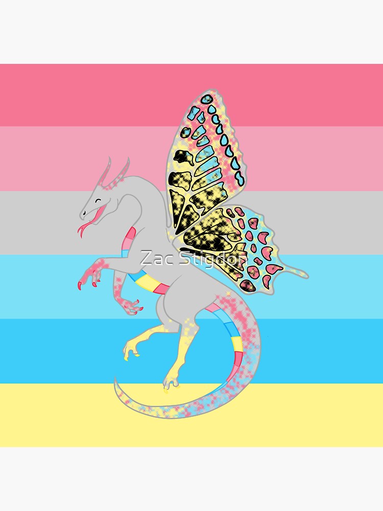"Genderflux Pride Fae Dragon With Flag" Sticker for Sale by stupidmasky ...
