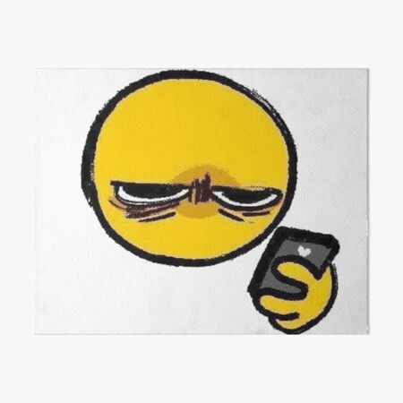 "cursed emoji looking at phone" Art Board Print for Sale by ...