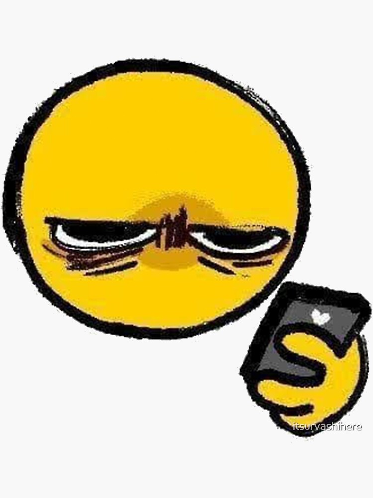 "cursed emoji looking at phone" Sticker for Sale by itsurvashihere ...
