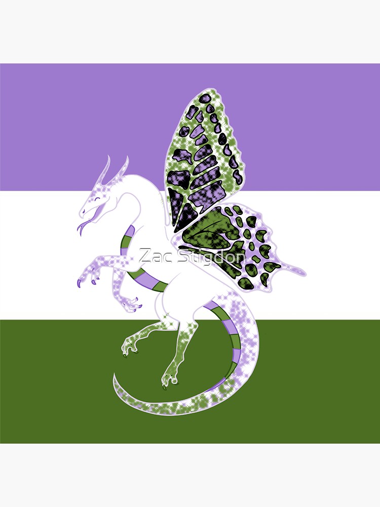 "Genderqueer Pride Fae Dragon With Flag" Sticker for Sale by ...