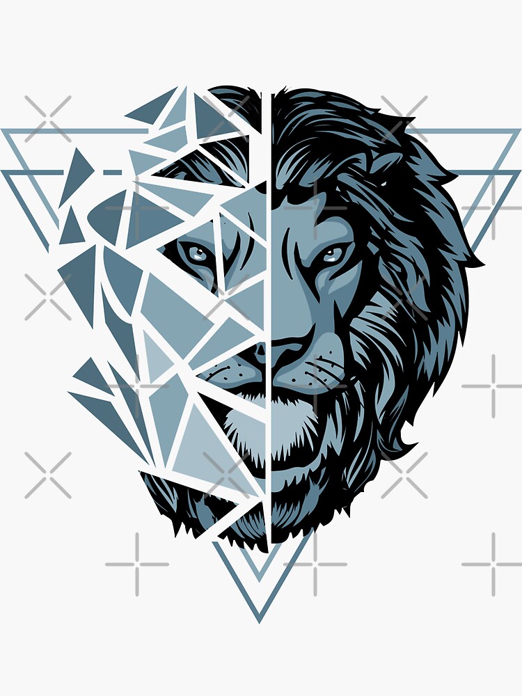 Pegatina «León León Cabeza Wildcat Polígono Azul Poli Triángulo Diseño Gráfico» de brunsch-print ...