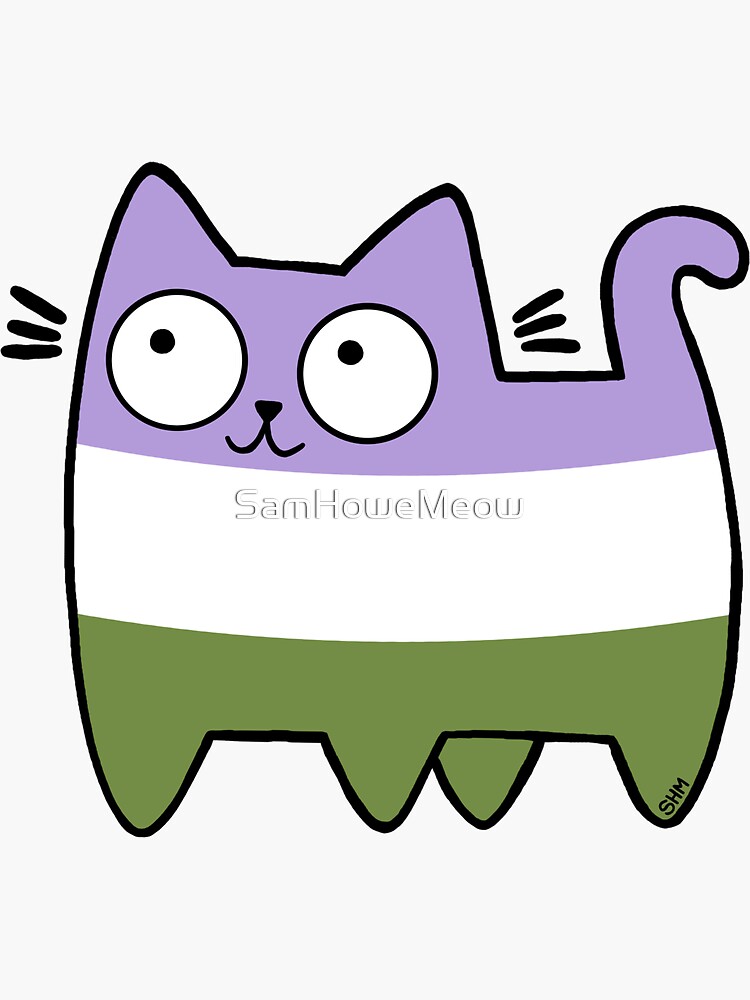 "Genderqueer Pride Cat" Sticker for Sale by SamHoweMeow | Redbubble