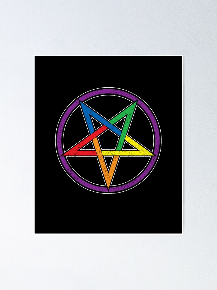 "RAINBOW PRIDE FLAG PENTAGRAM - LGBQ+ Satan 666 unity equality" Poster ...