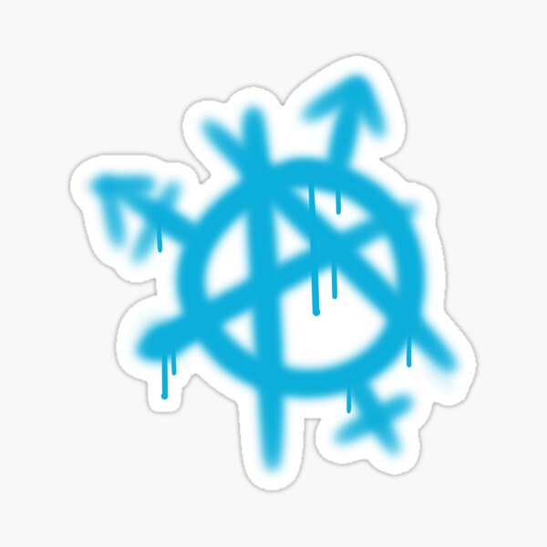 "trans gender anarchy symbol blue" Sticker by PrydeManticorn | Redbubble