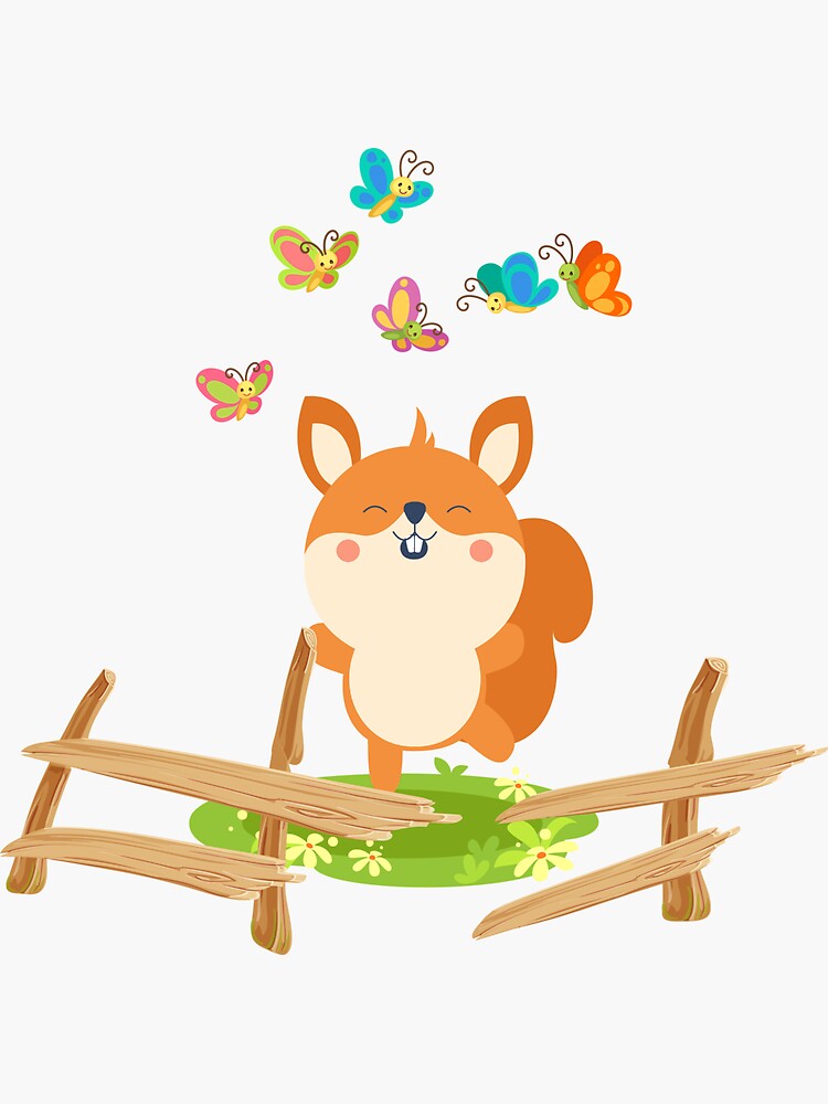 "Happy Fox Sticker in forest 2021" Sticker for Sale by Dellys | Redbubble