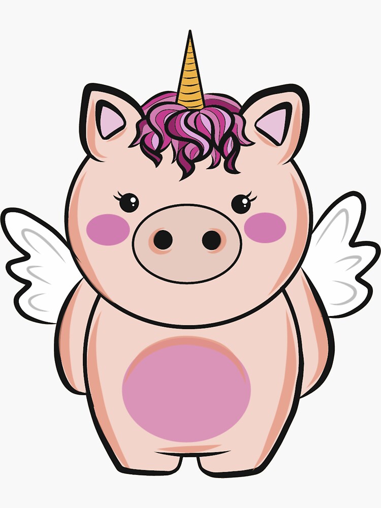 "Unicorn pig with wings" Sticker for Sale by VivianValentin | Redbubble