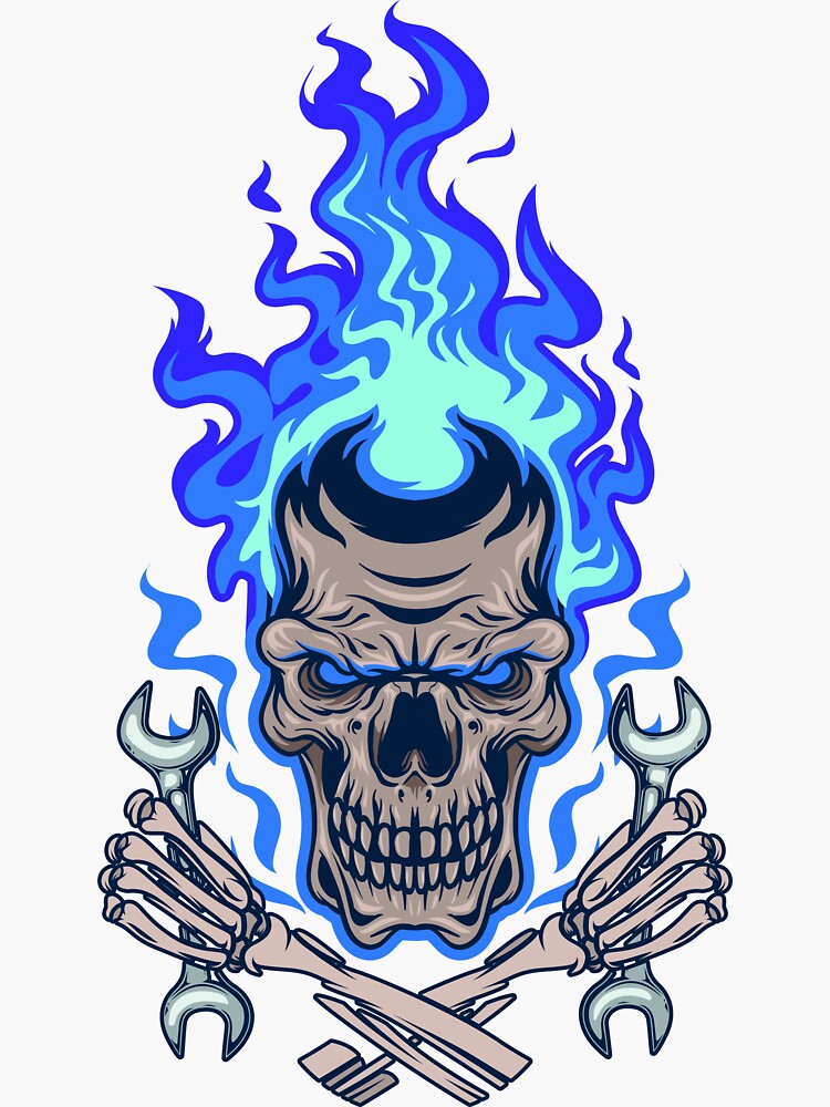 "blue fire skull" Sticker for Sale by yusufstry | Redbubble