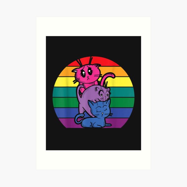 Lámina artística «LGBT Rainbow Retro Bisexual Pride Kawaii Kitty Cat ...