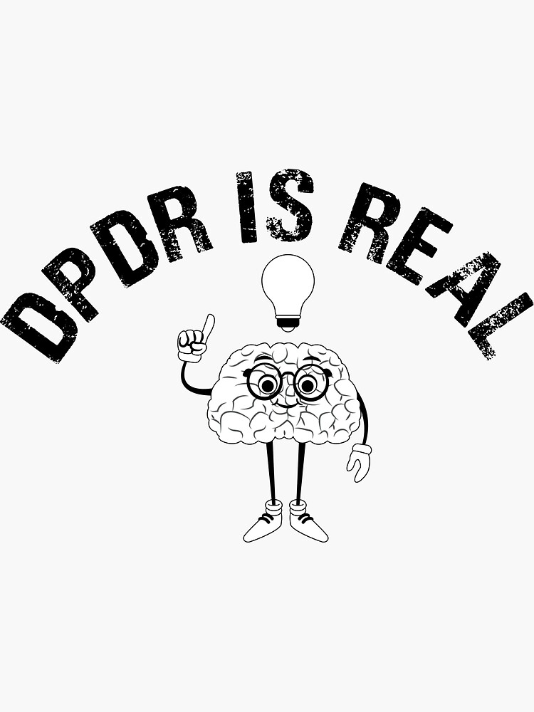 "Vintage DPDR is real Typography and funny brain illustration " Sticker ...