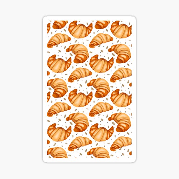 "Pattern with cartoon croissants, nuts and sesame" Sticker by Veleri ...