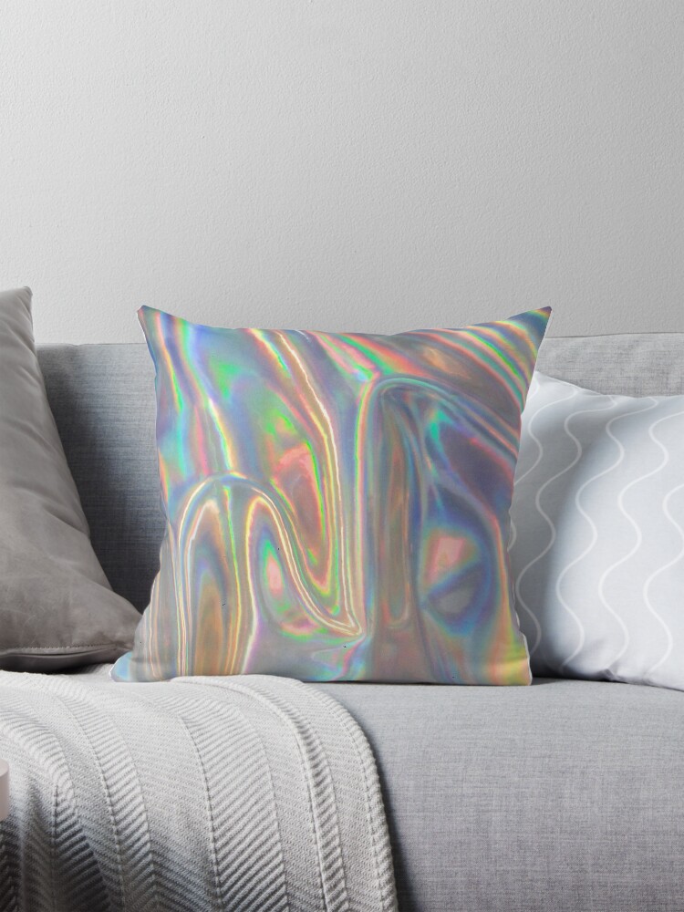 "Holographic waves in silver" Pillow for Sale by vaporspearl | Redbubble