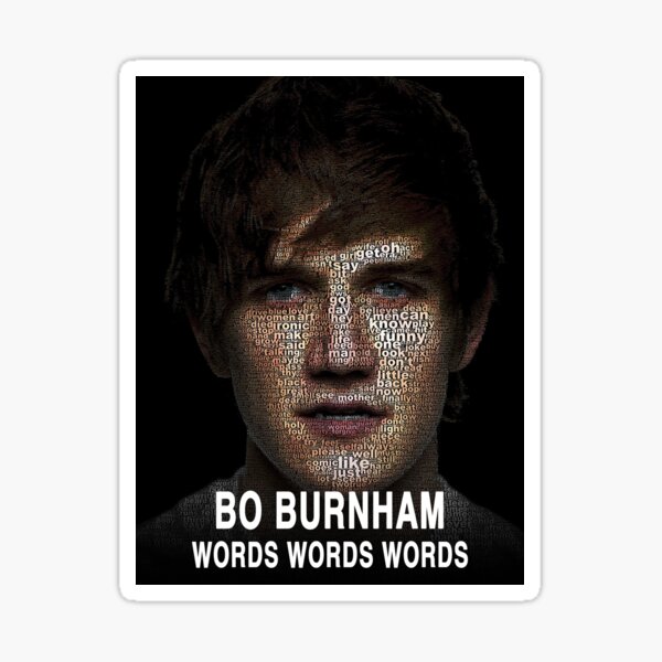 "BO BURNHAM WORDS" Sticker by Goldcrow | Redbubble