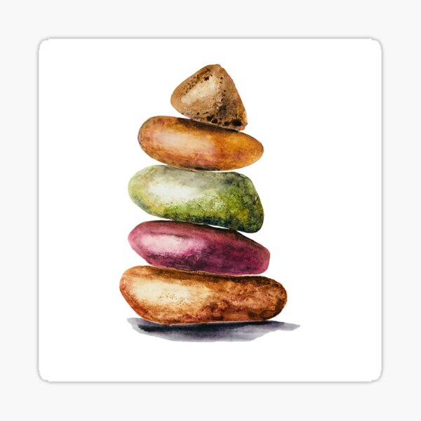 "Watercolor Textured Pebble Stack" Sticker by QuillifyStudio | Redbubble