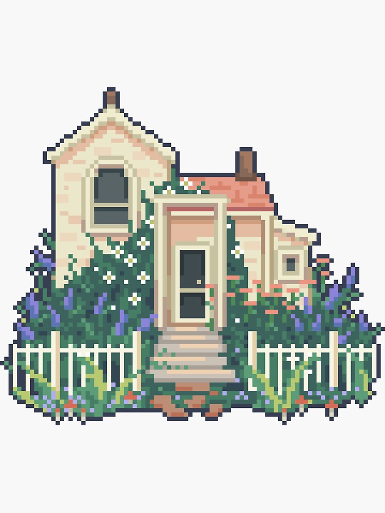 "Cottage Pixel Art 2!" Sticker for Sale by LankyPng | Redbubble