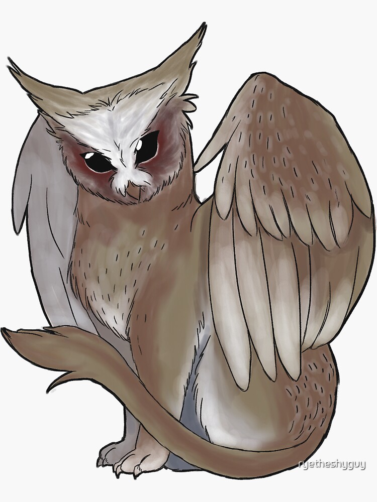 "Owl Griffon - White-Fronted Scops Owl" Sticker by ryetheshyguy | Redbubble