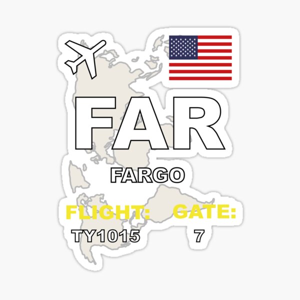 "FARGO FAR USA Travel Gift, Airport Code" Sticker for Sale by ...