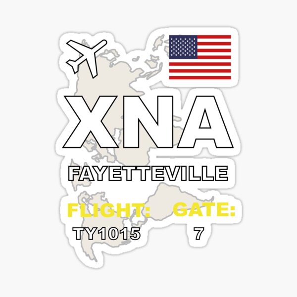 "FAYETTEVILLE XNA USA Travel Gift, Airport Code" Sticker for Sale by ...