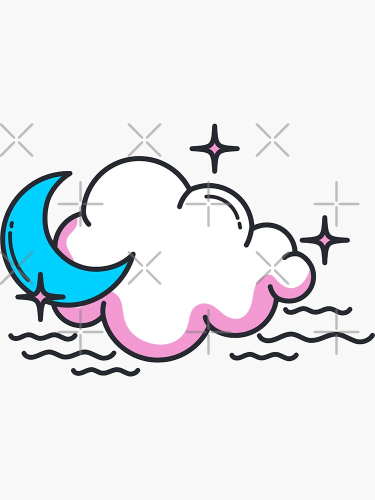 "Subtle Transgender Pride Moon and Cloud" Sticker for Sale by ...