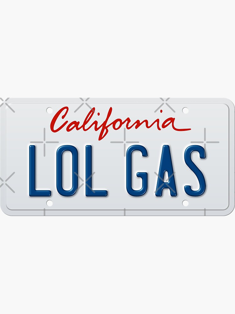 "LOL GAS Tesla License Plate California" Sticker for Sale by shlehanov ...