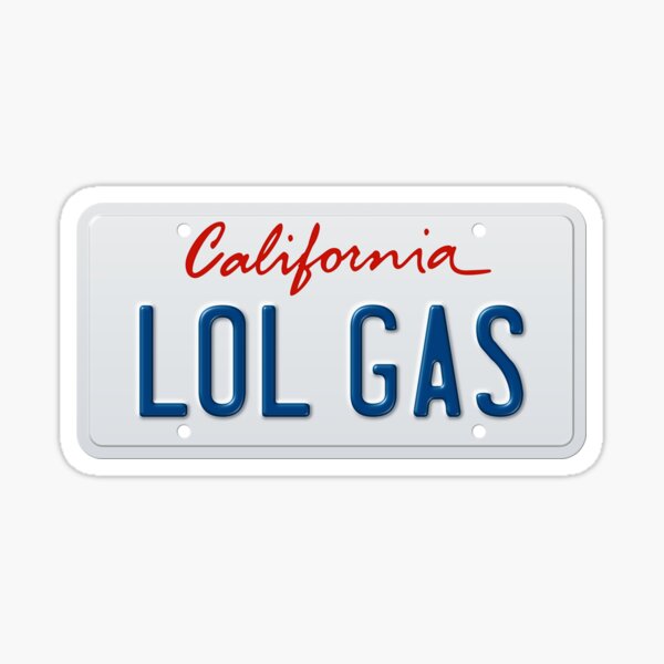 "LOL GAS Tesla License Plate California" Sticker for Sale by shlehanov ...